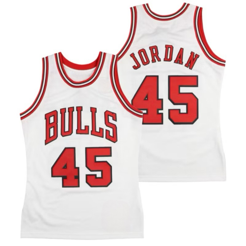 Jual BORDIR JERSEY BAJU BASKET CLASSIC BULLS #45 MICHAEL JORDAN PUTIH ...