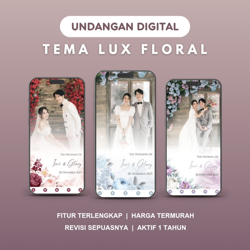 Jual TEMA LUX FLORAL - Undangan Digital Website Pernikahan Bunga ...
