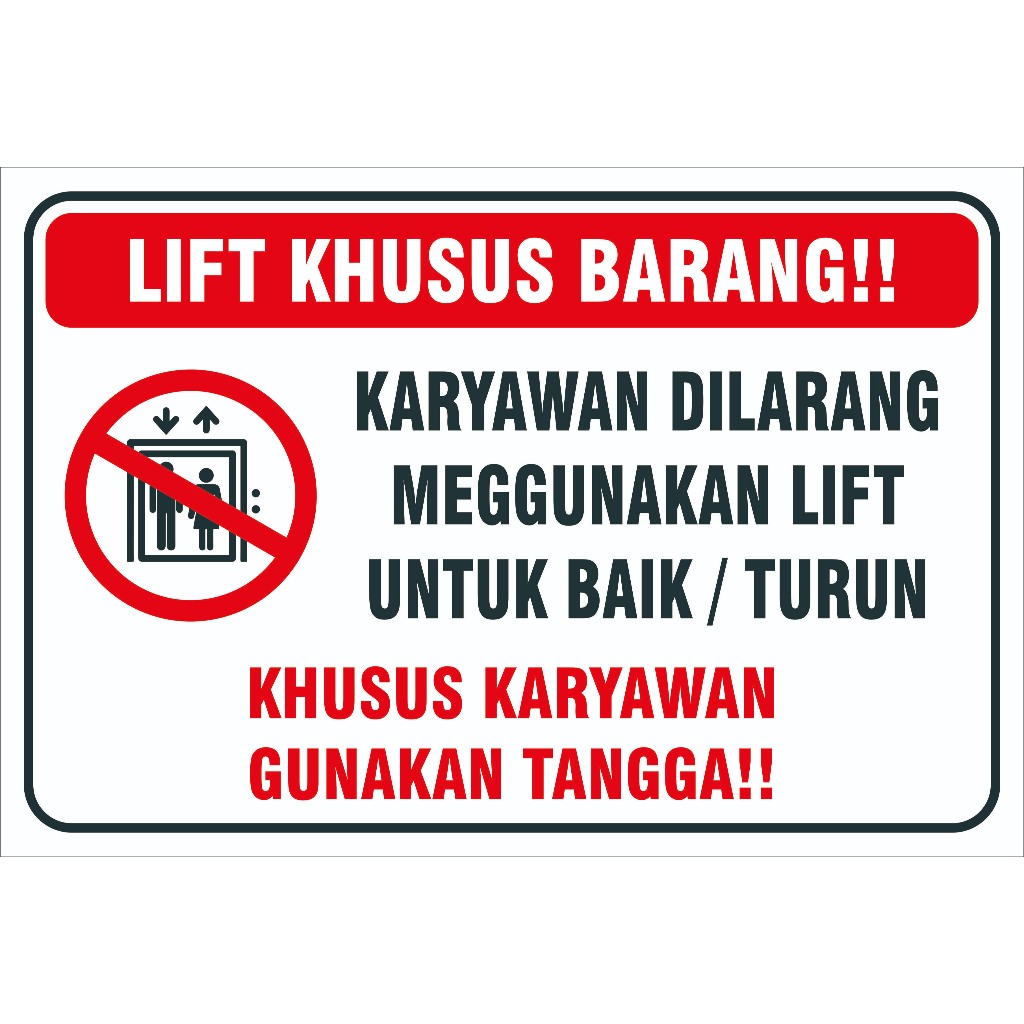 Jual STIKER VINYL PENGUMUMAN LIFT KHUSUS BARANG | Shopee Indonesia