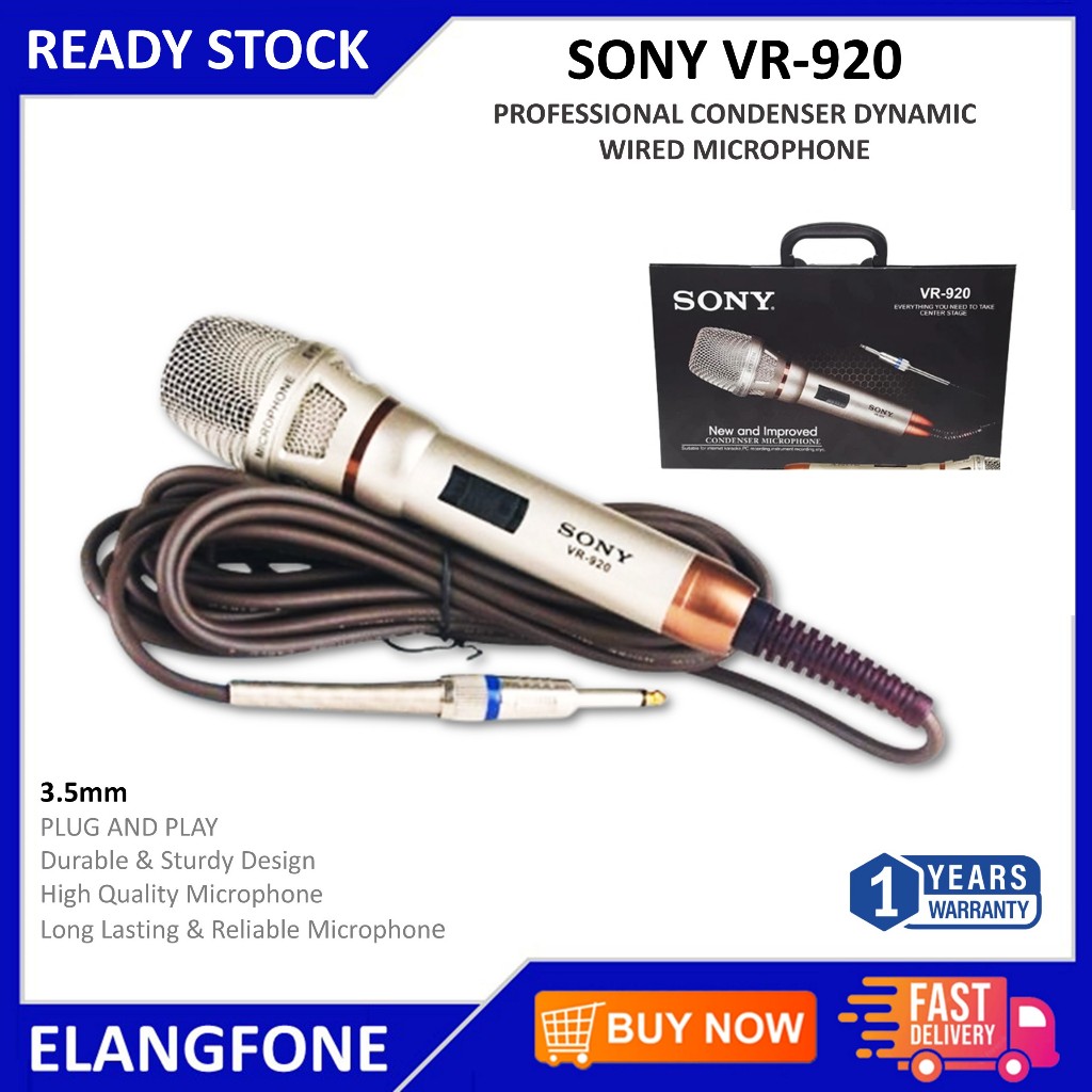 Jual SONY VR-920 Profesional Condenser Dynamic Wired Microphone for Karaoke Garansi 1 Tahun ...