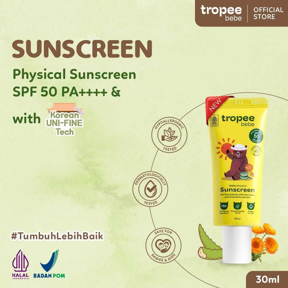 Jual Tropee Bebe Sunscreen 30ml Physical Sunscreen Bayi & Anak SPF 50 ...