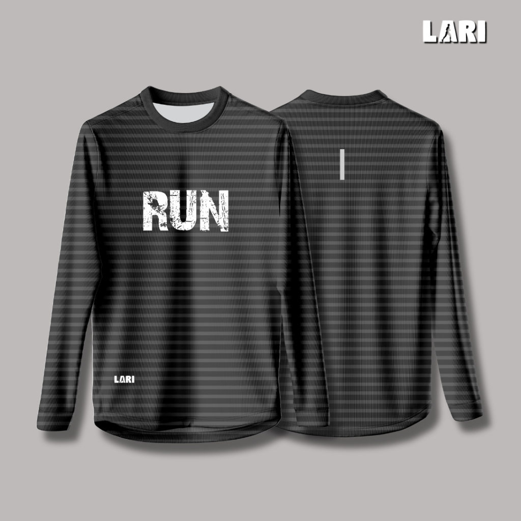 Jual JERSEY LARI - Lengan Panjang Run Black Dry Fit Running | Shopee Indonesia