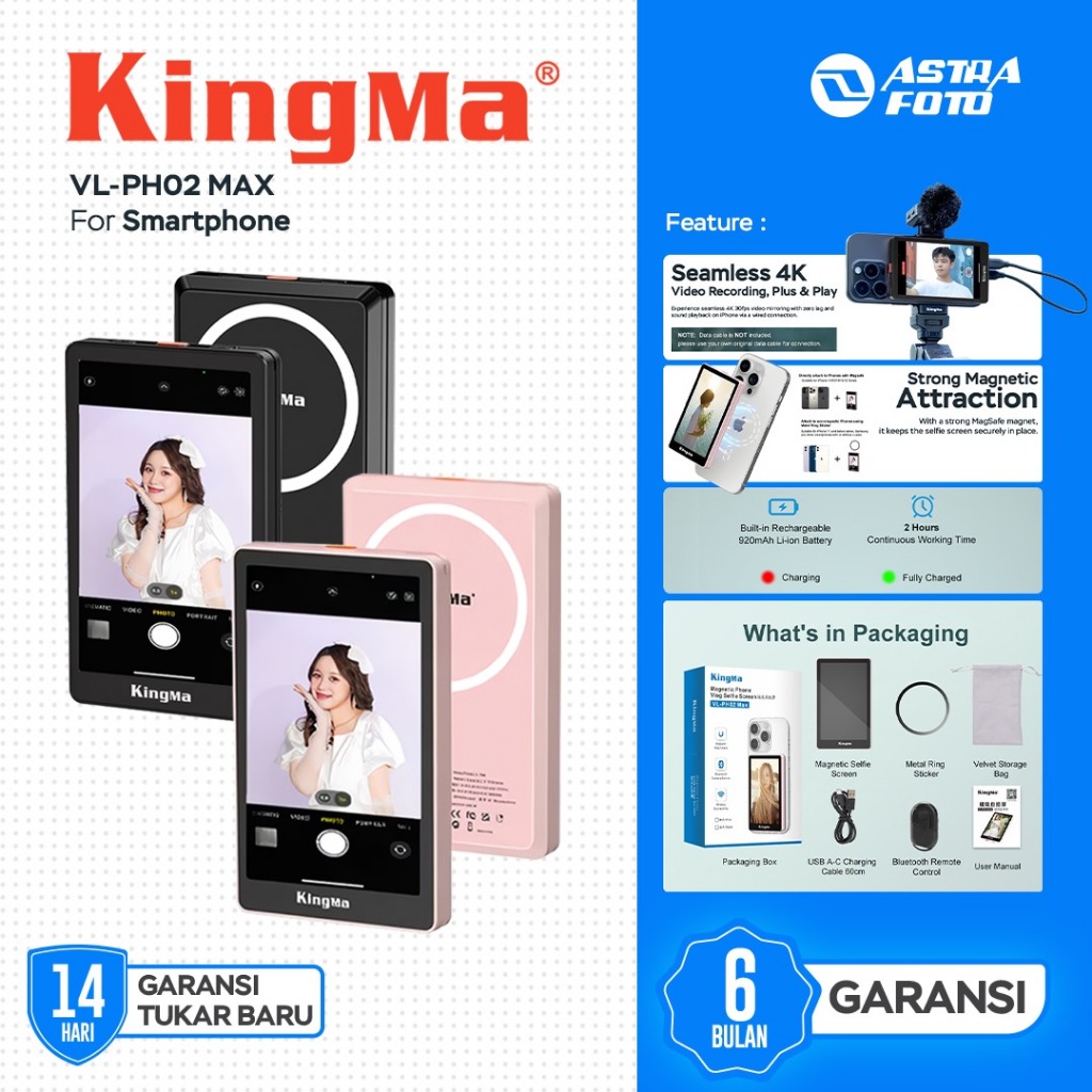 Jual Kingma VL-PH02 Max Selfie Screen Monitor Vlog Magnetic Magsafe ...