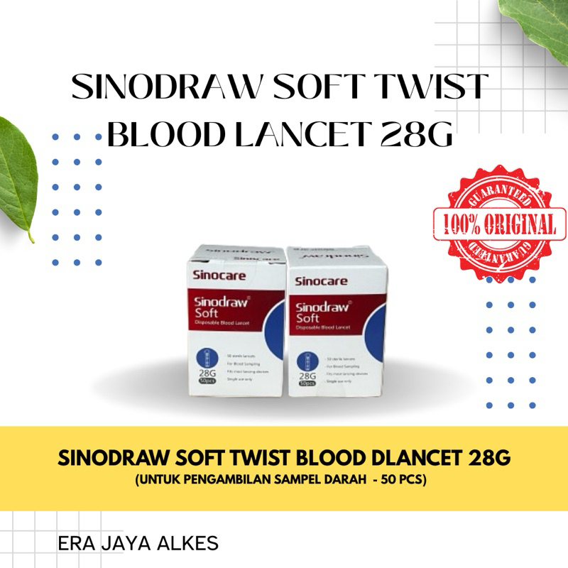 Jual Sinocare Sinodraw Blood Lancet Jarum Lancet Sinodraw 28G (50 pcs ...