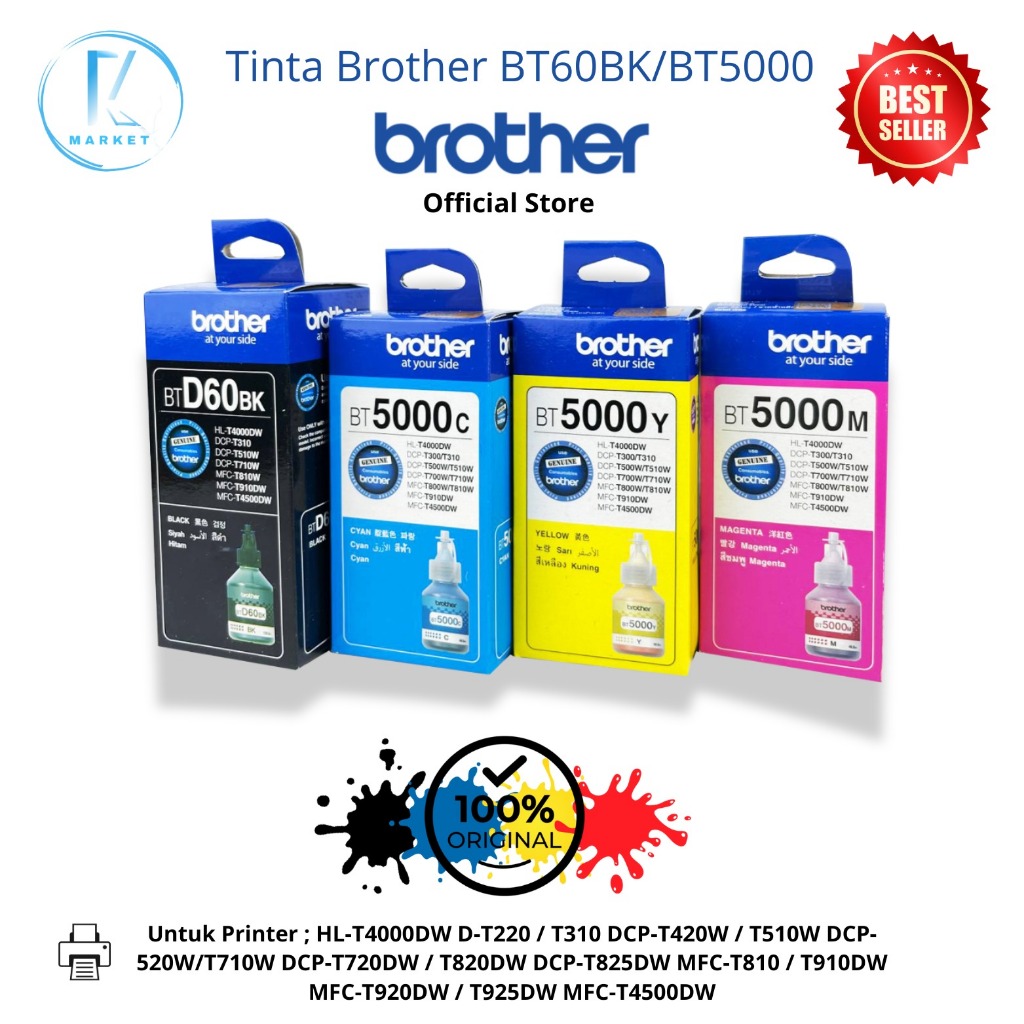 Jual 1 SET 4 PCS Tinta Brother BTD60BK Untuk Tipe Printer DCP T310 DCP ...