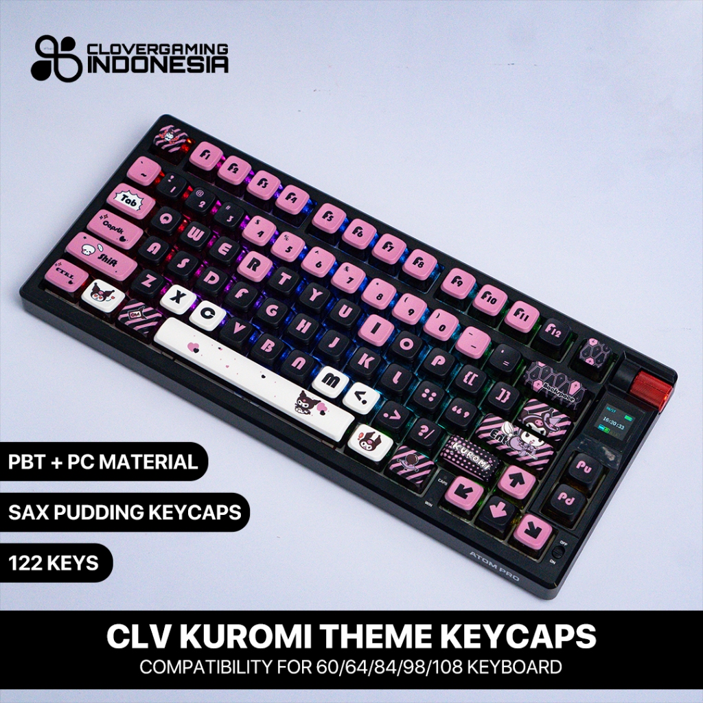 Jual CLV Keycaps Kuromi Sanrio OEM Set PBT Dye Sub Accessories Fullset ...