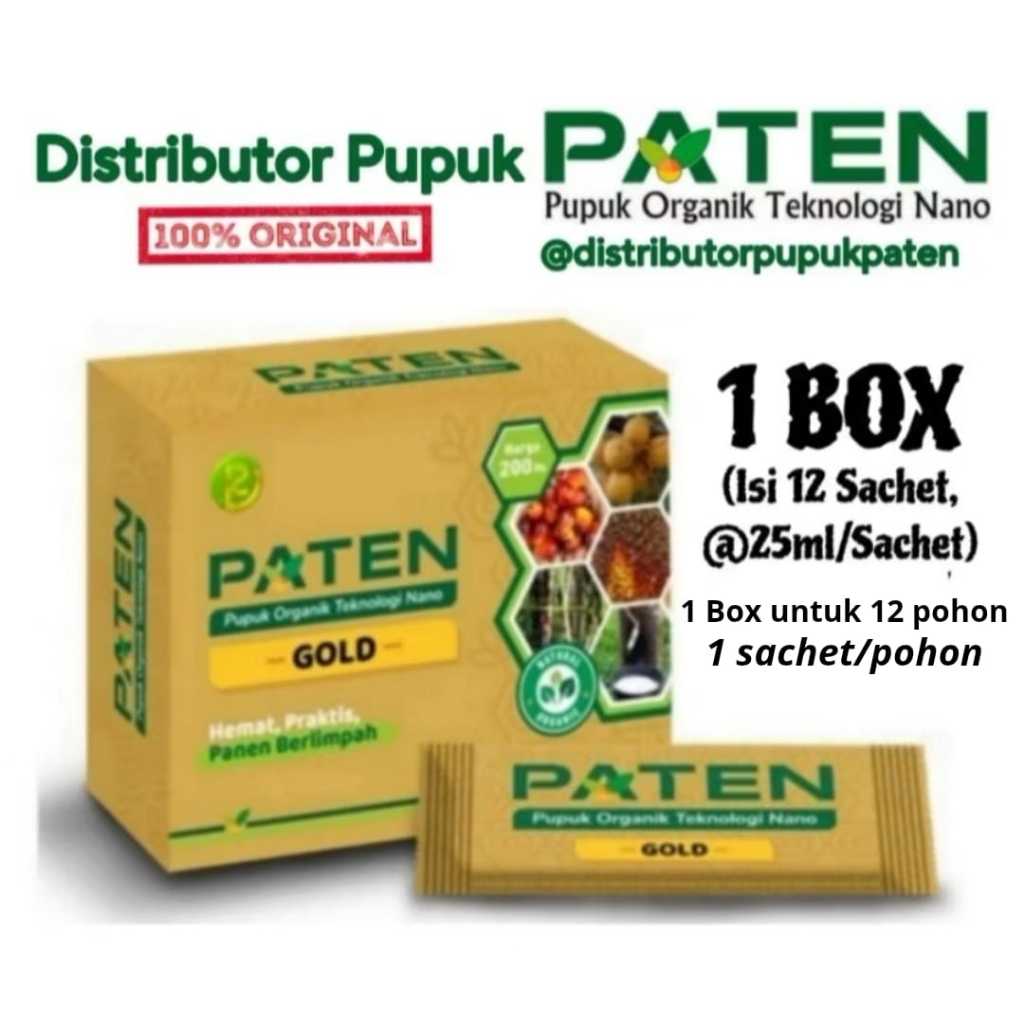 Jual Pupuk Paten Gold 1 Box isi 12 Sashet Pupuk Organik Teknologi Nano ...