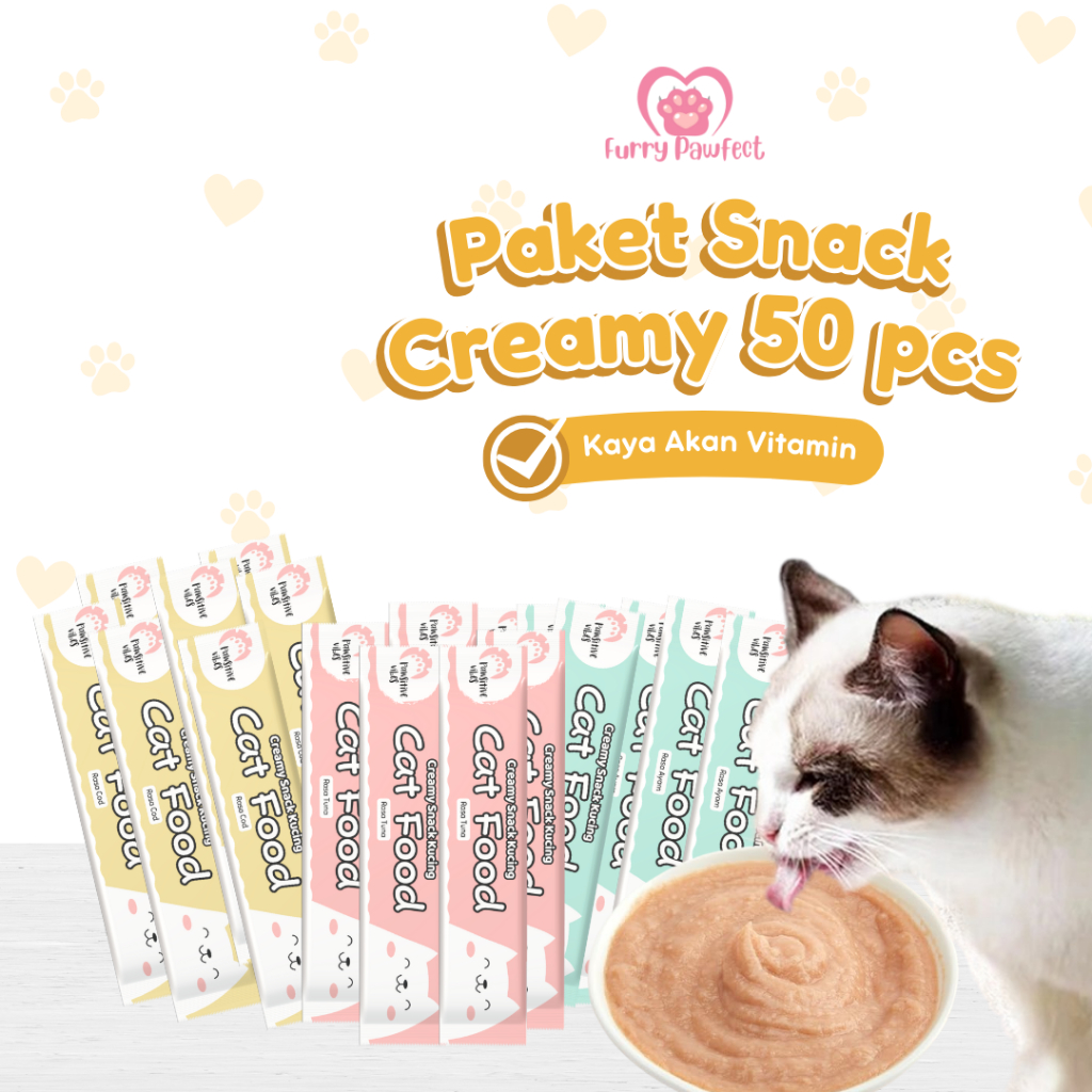 Jual Snack Creamy 50 pcs- Cat Food - Paket Cemilan Basah Vitamin Kucing ...