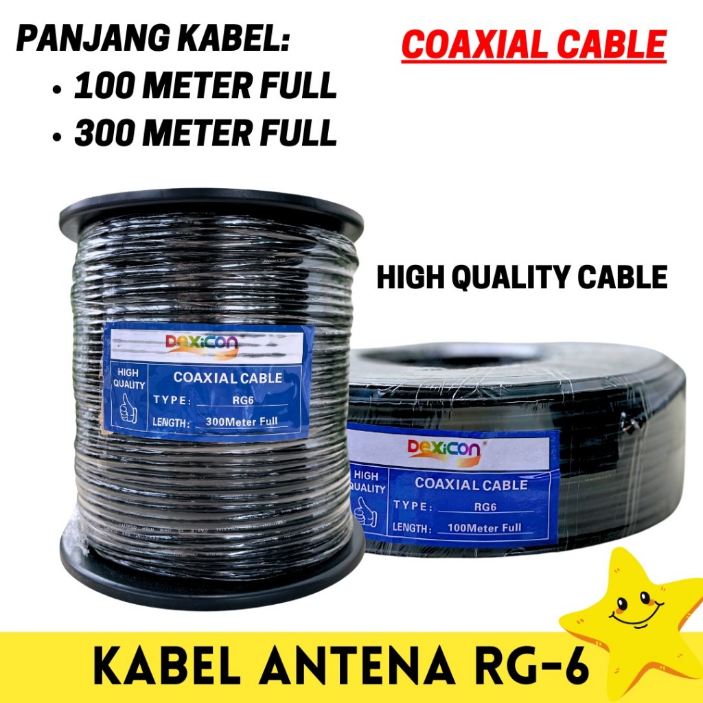 Jual KABEL ANTENA RG6 COAXIAL CABLE 100 METER 300 METER KABEL ANTENNA TV DEXICON HIGH QUALITY ...