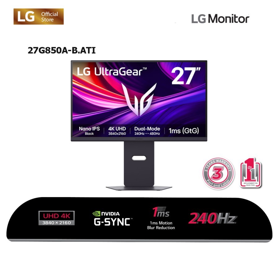 Jual LG UltraGear 27G850A-B 27" UHD 4K Nano IPS Black Gaming Monitor 240Hz, 1ms (GtG) | Shopee ...