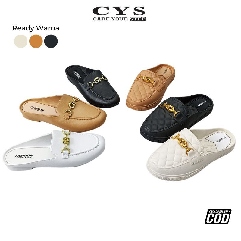 Jual CYS Sandal Flatshoes Wanita Model Mules Selop Korea Slip On ...