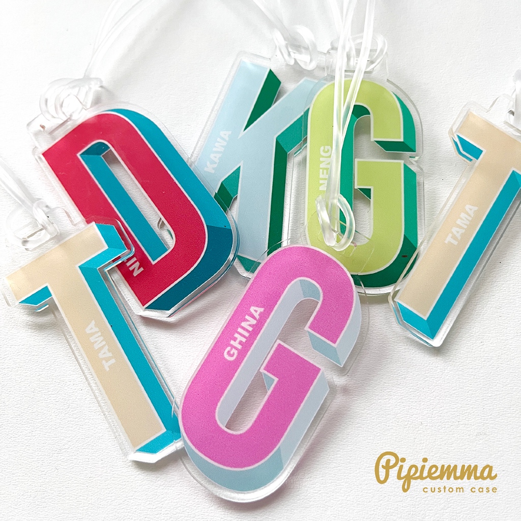 Jual Bagtag Alphabet Initial Tag Gantungan Tas Custom Nama Colorful Tag ...