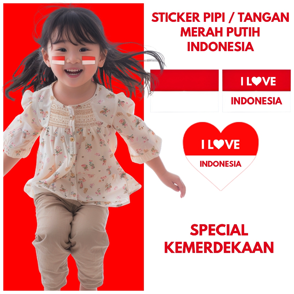Jual EDISI TERBARU KEMERDEKAAN Stiker Pipi Merah Putih ISI 25 PCS ...