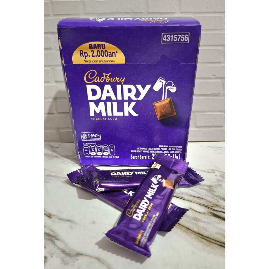 Jual Coklat Cadbury Dairy Milk Cokelat Susu Mini Box Isi 20 pcs ...