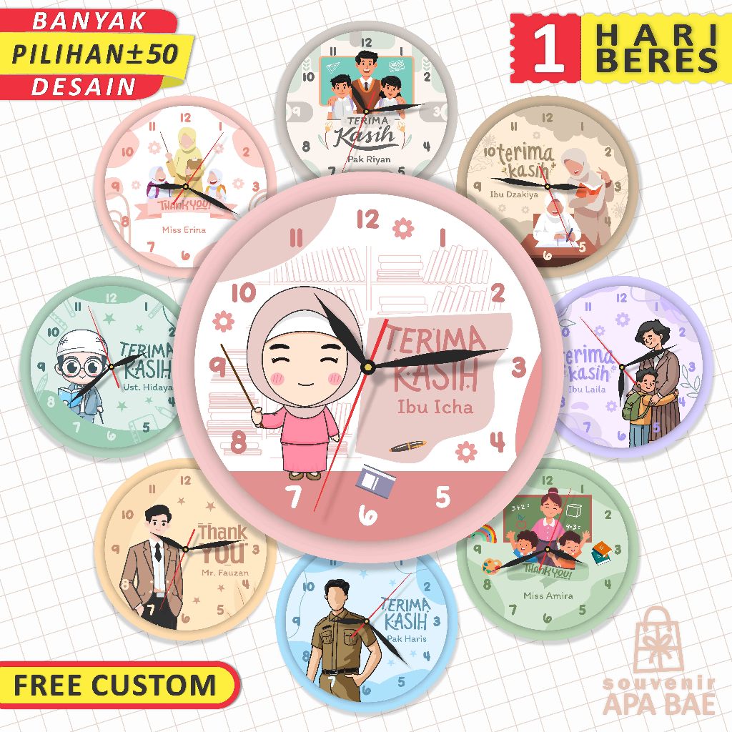 Jual Jam Custom Nama Diameter 10CM Hampers Hari Guru Nasional ( Gift ...