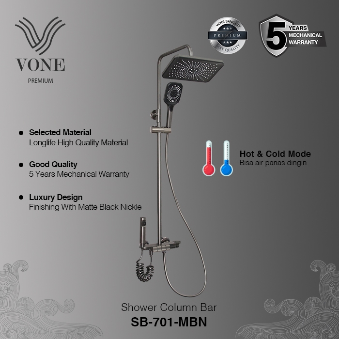 Jual VONE Shower Tiang Rain Kamar Mandi Full Set Mixer Panas Dingin ...