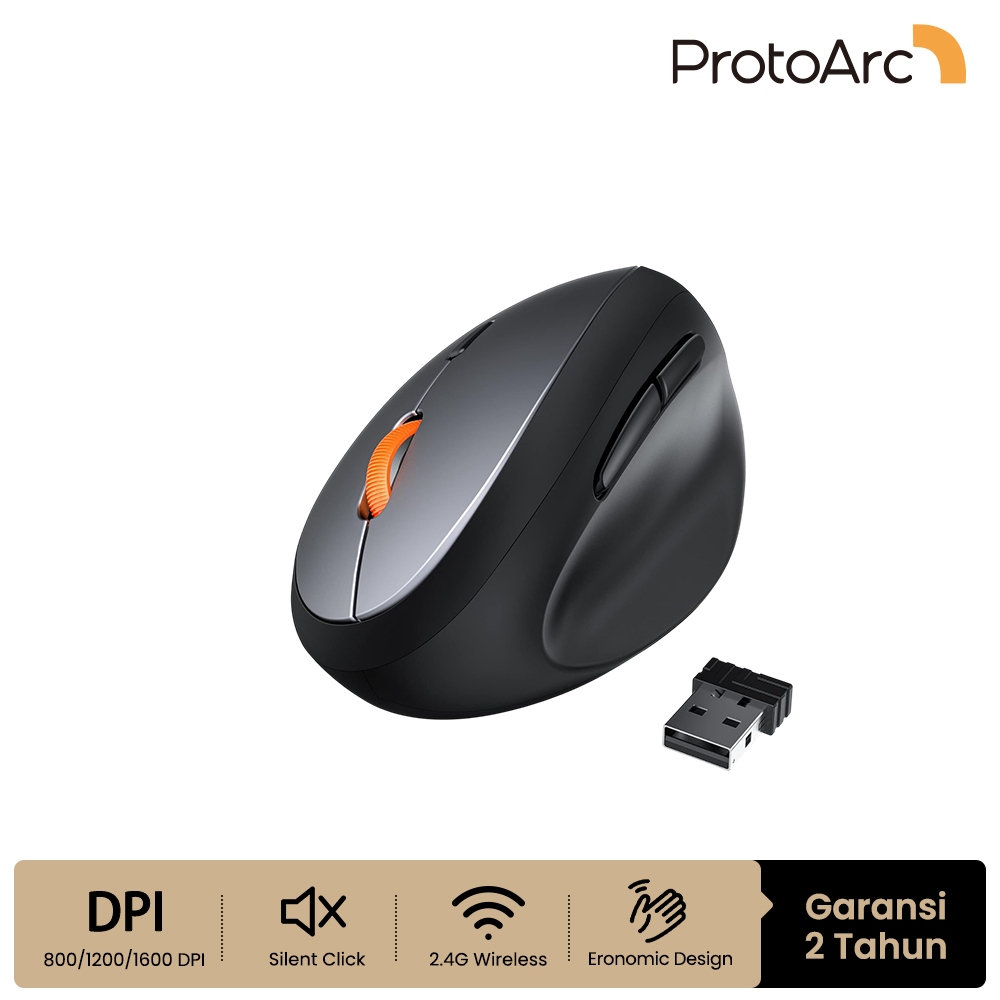 Jual ProtoArc EM14 Mouse Ergonomic Wireless 2.4G Vertical - Garansi 2 ...