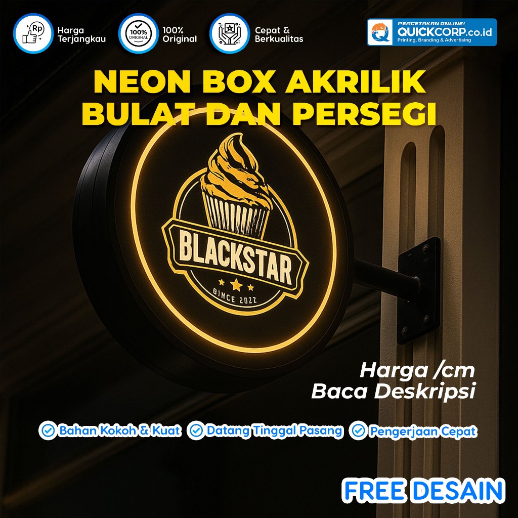 Jual Neon Box Bulat dan Kotak, 2 Sisi, Tinggal Pasang, Neon Box Custom ...