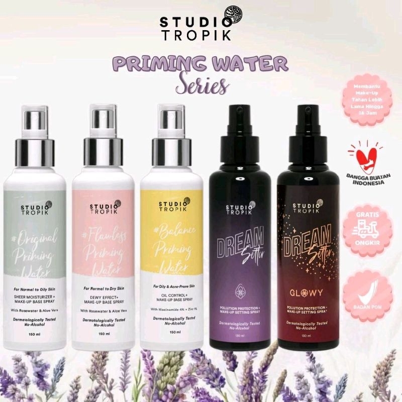 Jual STUDIO TROPIK Priming Water 150ML & DREAM SETTER 130ML | Setting Spray Series size 150 ml ...