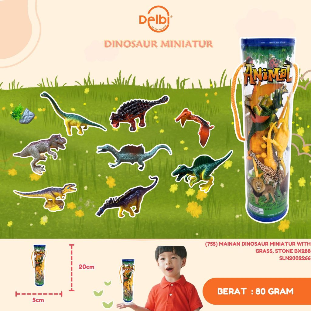 Jual (755) MAINAN DINOSAUR MINIATUR WITH GRASS, STONE | Shopee Indonesia