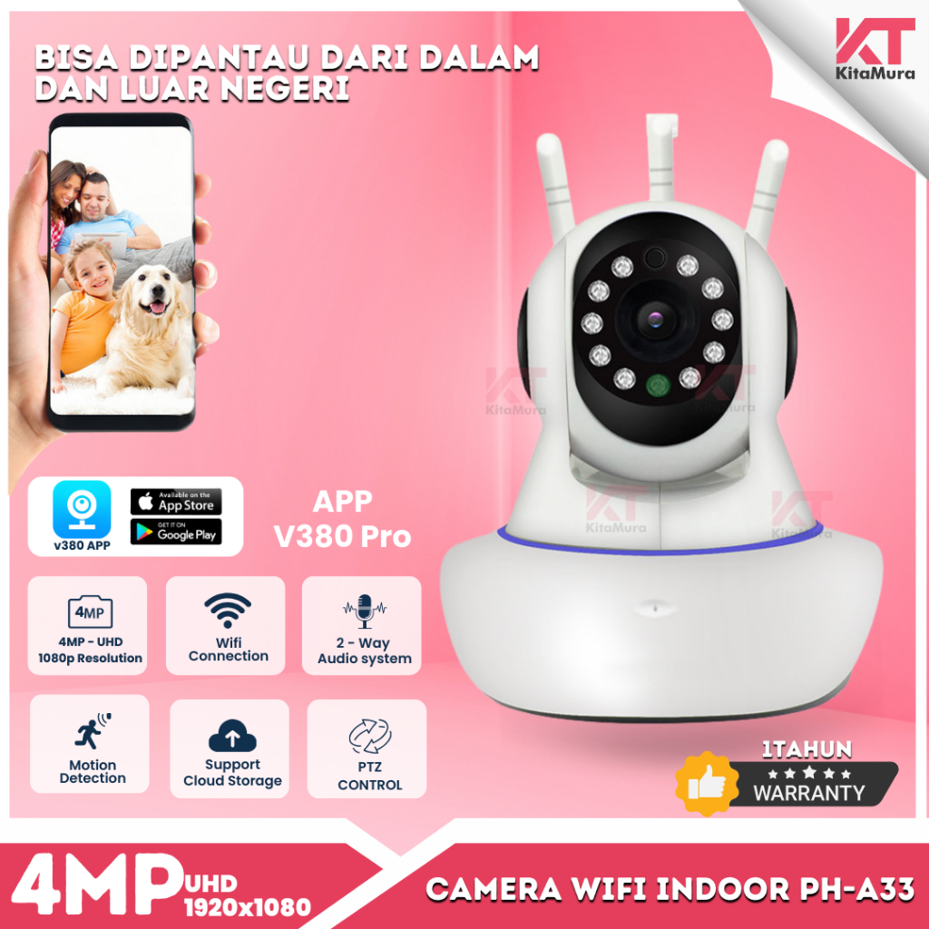 Jual Camera CCTV WIFI V380 Kamera Pengintai CCTV Wireles Wifi 3 Antena Camera - CCTV TANPA TARIK ...