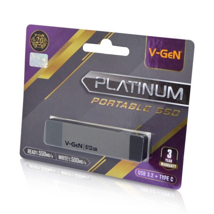 Jual External SSD VGEN PLATINUM PORTABLE 512GB USB 3.1 & TYPE C (550MB ...