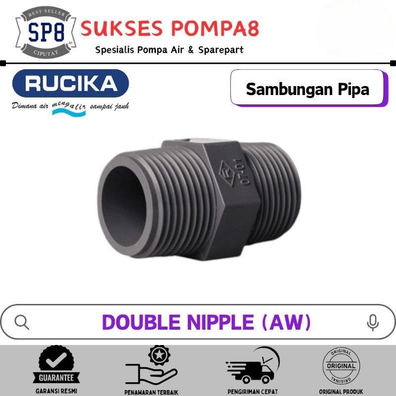 Jual Double Nepel / Double Nipple PVC Rucika 1/2" | 3/4" | 1" Inch | Shopee Indonesia