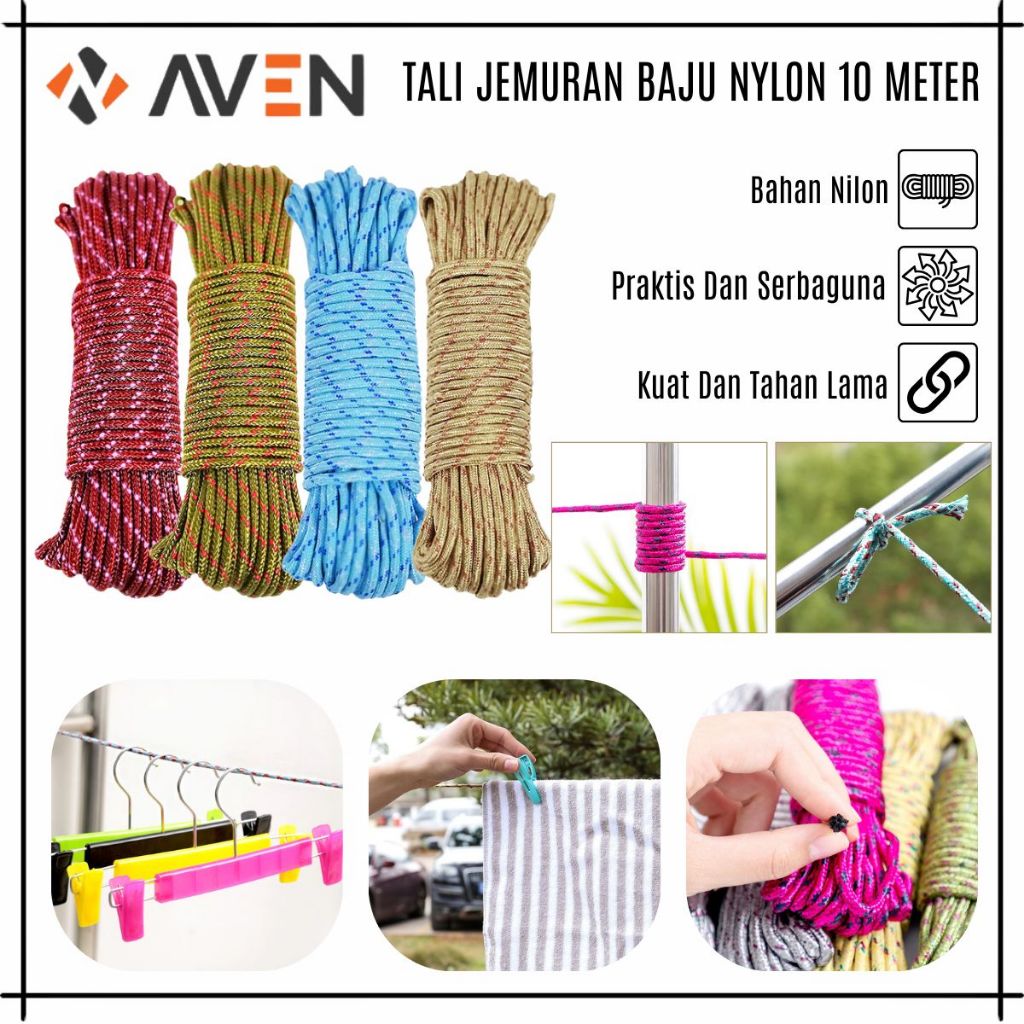 Jual Tali Jemuran Baju Nilon 10 Meter Clothesline Nylon 10m Anti Slip ...