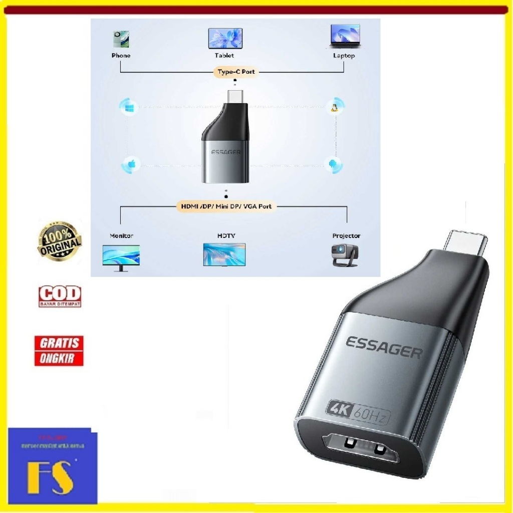 Jual OTG HDMI to USB Type C Adapter Low Latency Portable 4K 60Hz ...