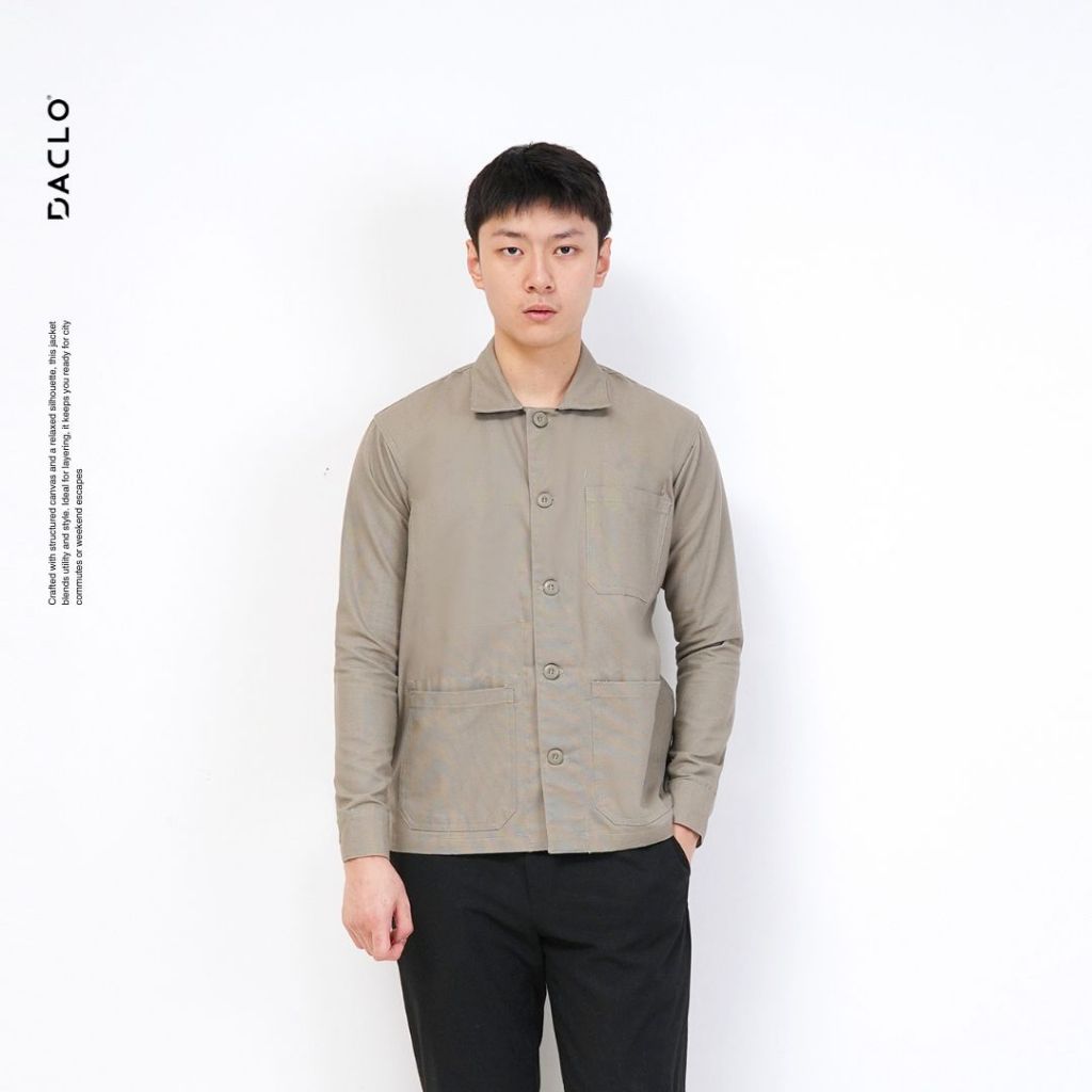 Jual OLWORK - Canvas Worker Trucker Jacket (Sandbrown) | Shopee Indonesia