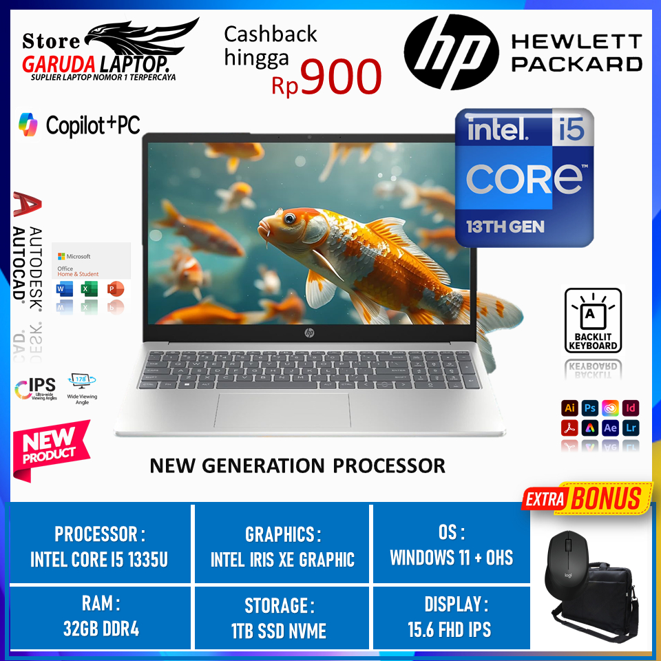 Jual Promo Laptop Baru HP intel Core i5 1335U Ram 32GB 1TB SSD FHD ...