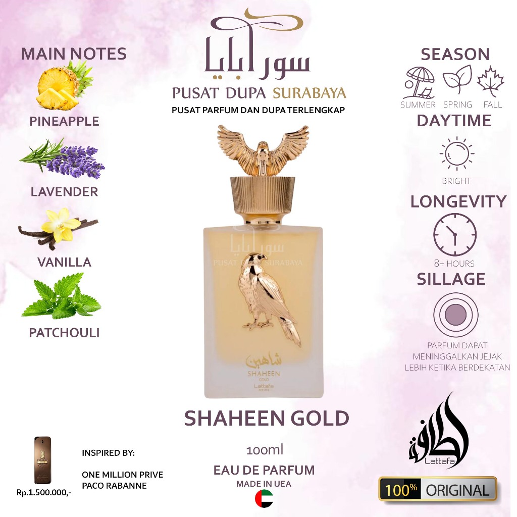 Jual Parfum Asli Arab Original Premium Lattafa Parfume/ Lattafa Shaheen ...