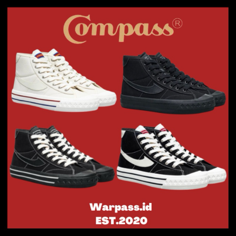 Jual Sepatu Compass Retrograde Hi Decon Black White/ Cream/ Double ...