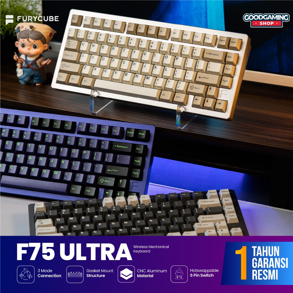 Jual Furycube F75 Ultra Tri - mode Alumunium Mechanical Keyboard | Shopee Indonesia
