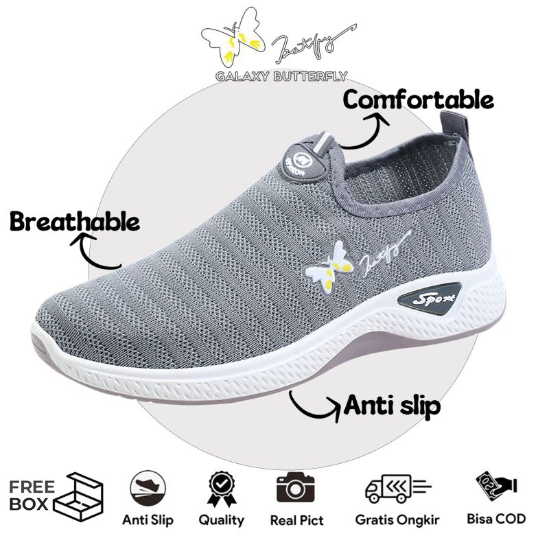 Jual MKT , Sneakers wanita kupu-kupu MKT TOP anti slip sepatu GALXY ...
