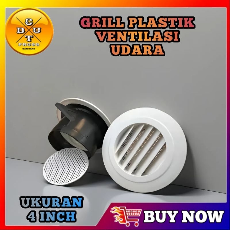Jual Grill Plastik Wall Air Vent Fleksibel Ducting 4 inch Grill Penutup ...