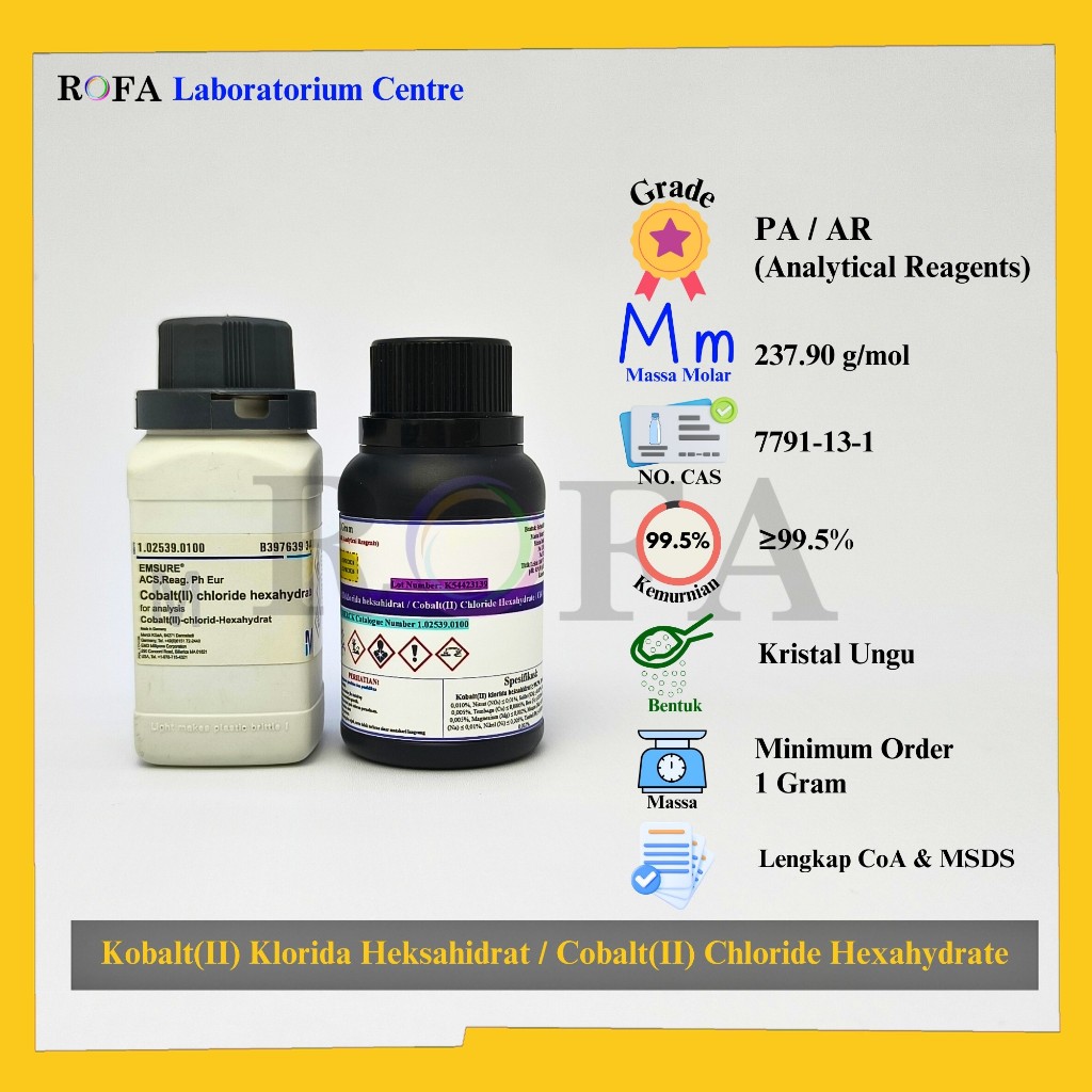 Jual Kobalt(II) Klorida Heksahidrat / Cobalt(II) Chloride Hexahydrate ...