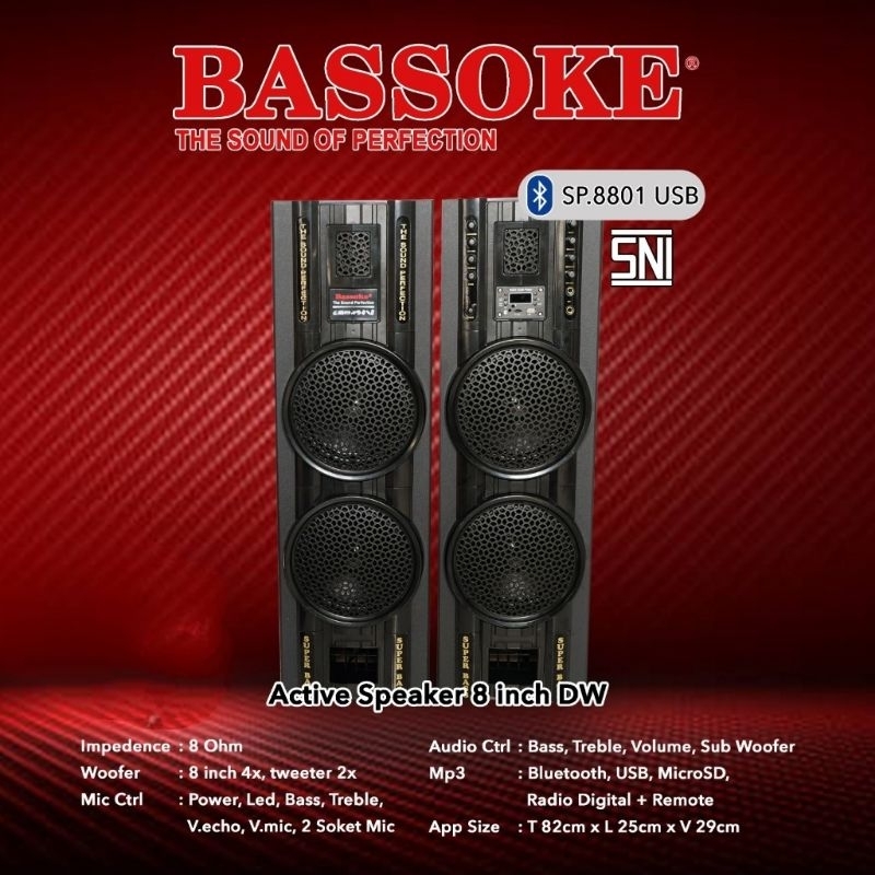 Jual BASSOKE Speaker Aktif Bluetooth SP-8801 Subwoofer + Bluetooth ...