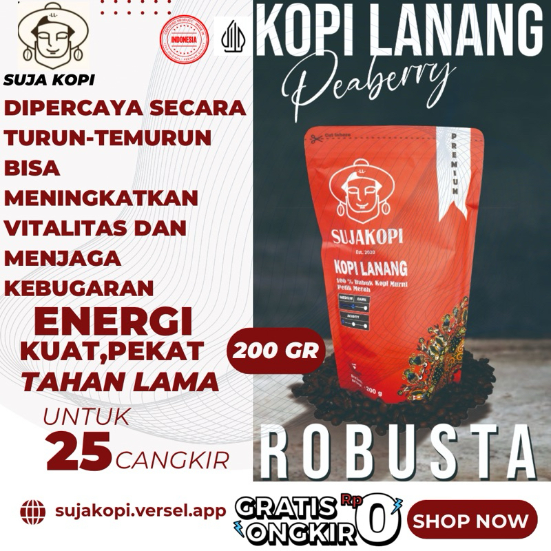 Jual Suja Kopi Java Robusta Dampit Peaberry / Kopi Lanang 200gr ...