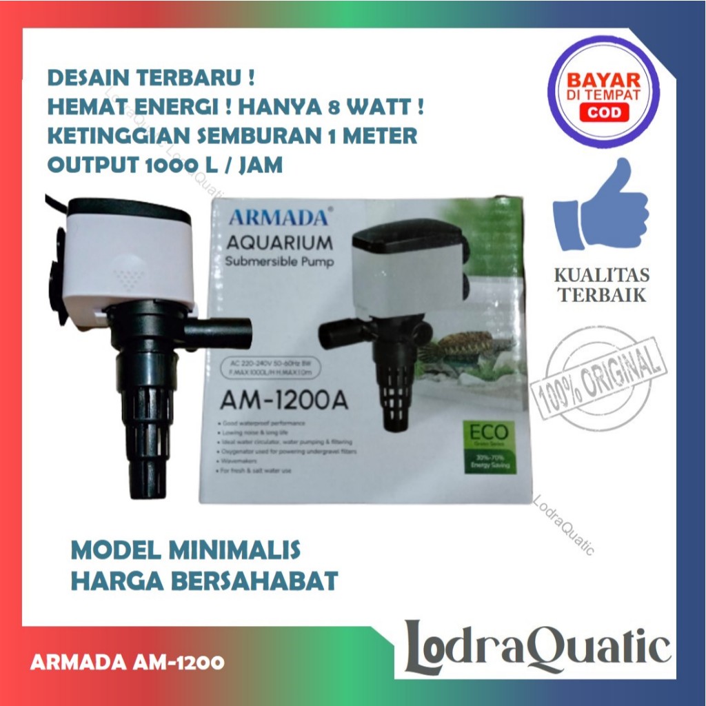 Jual PROMO MURAH POMPA AQUARIUM ARMADA 1200 A NAIK 1 METER 1000 LITER ...