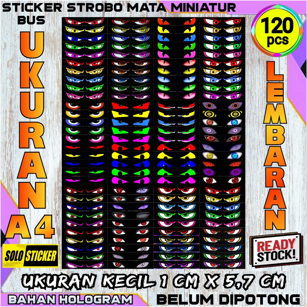 Jual Stiker Strobo Mata Miniatur Bus Bahan Hologram Anti Air Isi 90pc ...