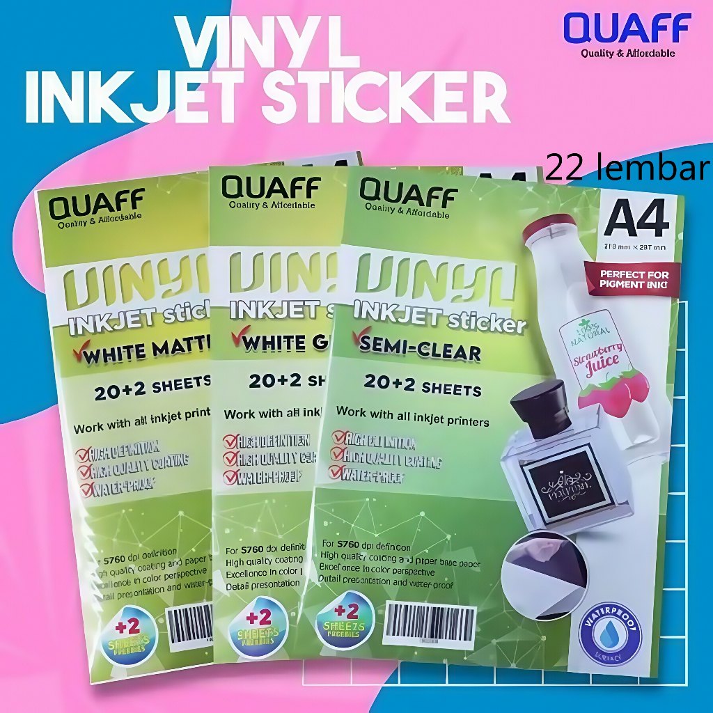 Jual Sticker Vinyl Inkjet Anti Air A4 - Kertas Quaff Sticker Vinyl ...