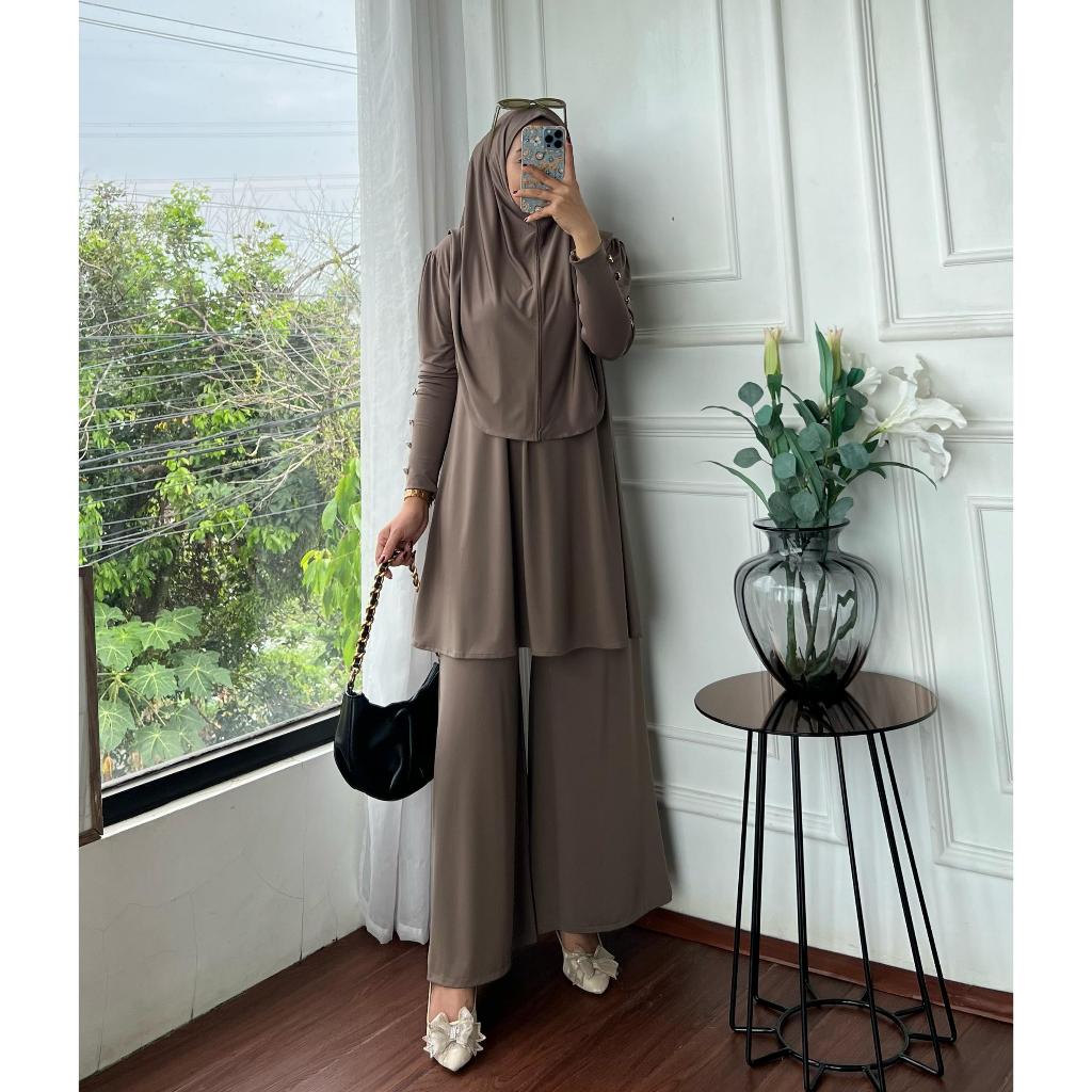 Jual Setelan Celana innara 3 IN 1 clana kulot + tunik + hijab Bahan ...