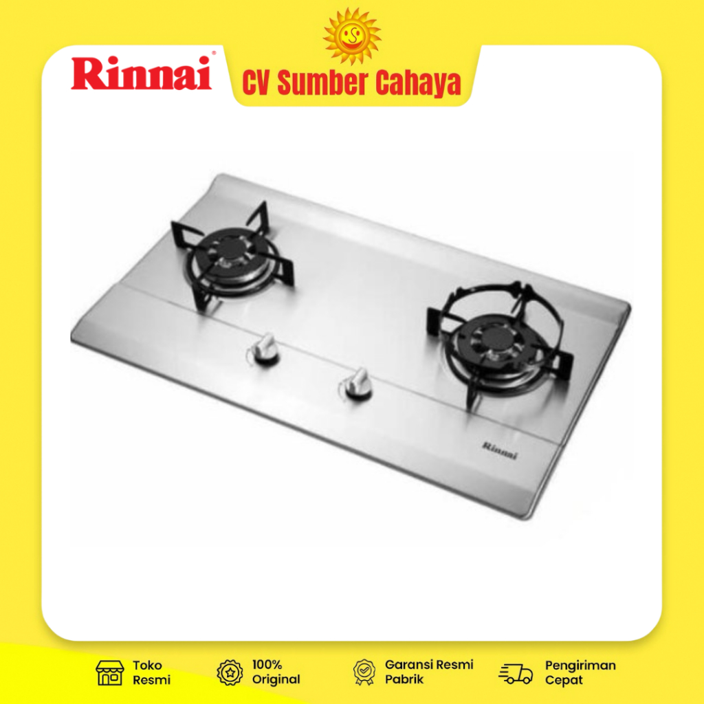 Jual Kompor Gas Tanam Rinnai 2 Tungku Stainless Steel RB-712N S RB712NS ...