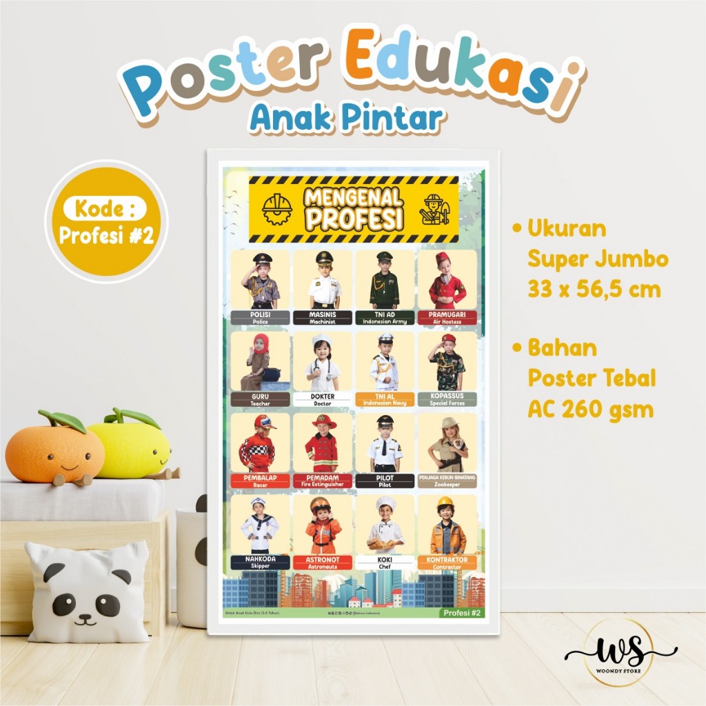 Jual POSTER EDUKASI ANAK TEMA PROFESI 02 READY STOCK - MEDIA BELAJAR ...