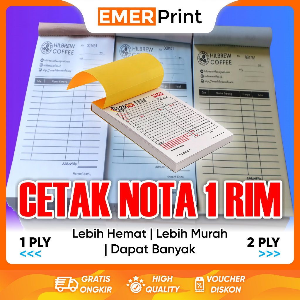 Jual Custom Nota Toko 1 Rim 1 Ply dan 2 Ply All Size (Nota Penjualan ...