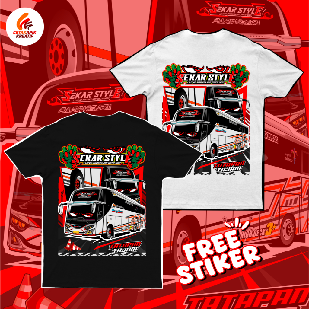 Jual (free sticker + ganci)KAOS BUS SEKAR STYLE WULAN JAYA STROBO MATA ...