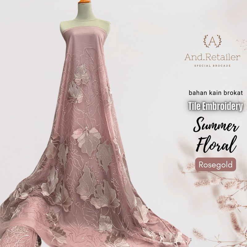 Jual Bahan Kain Brokat Mewah Tile Embroidery Summer Floral 2tone Motif ...