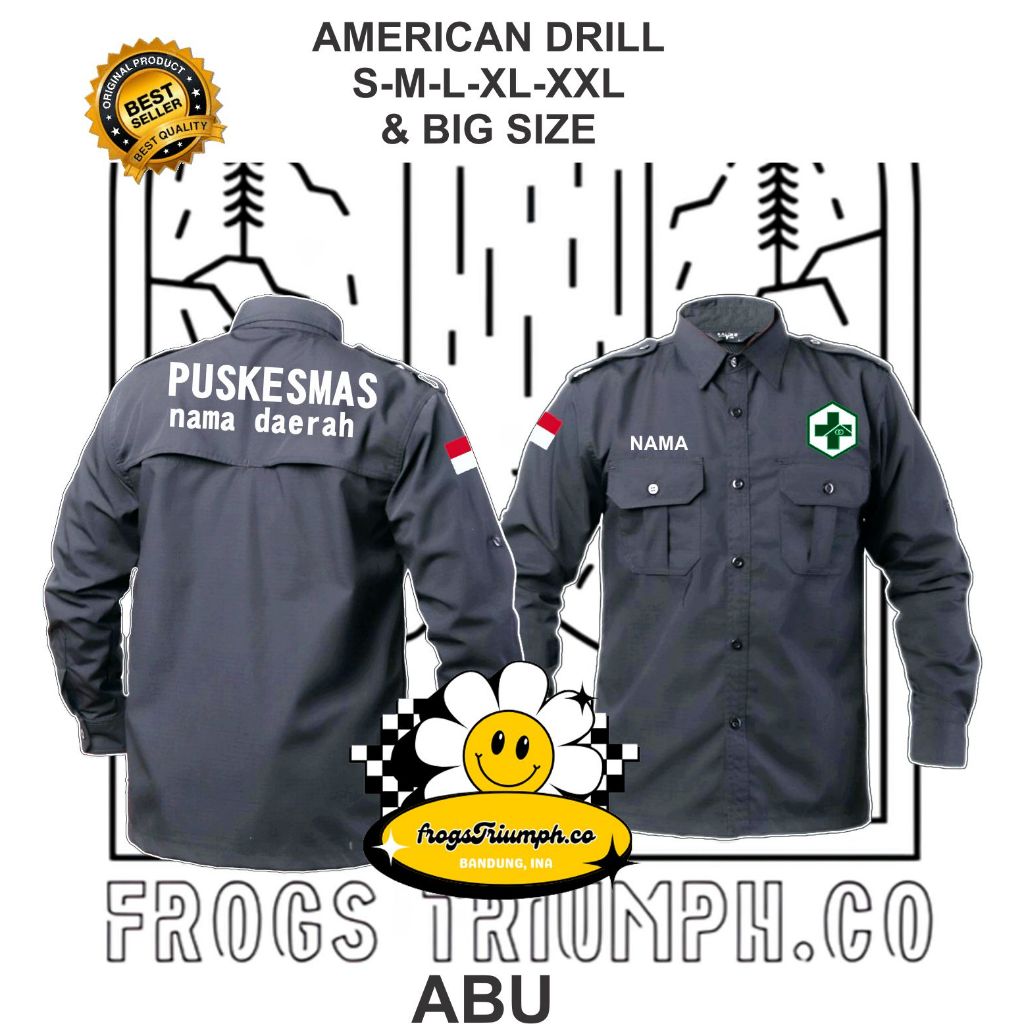 Jual KEMEJA PDL PDH LENGAN PANJANG PUSKESMAS FREE DESIGN CUSTOM FULL BORDIR SATUAN | Shopee ...