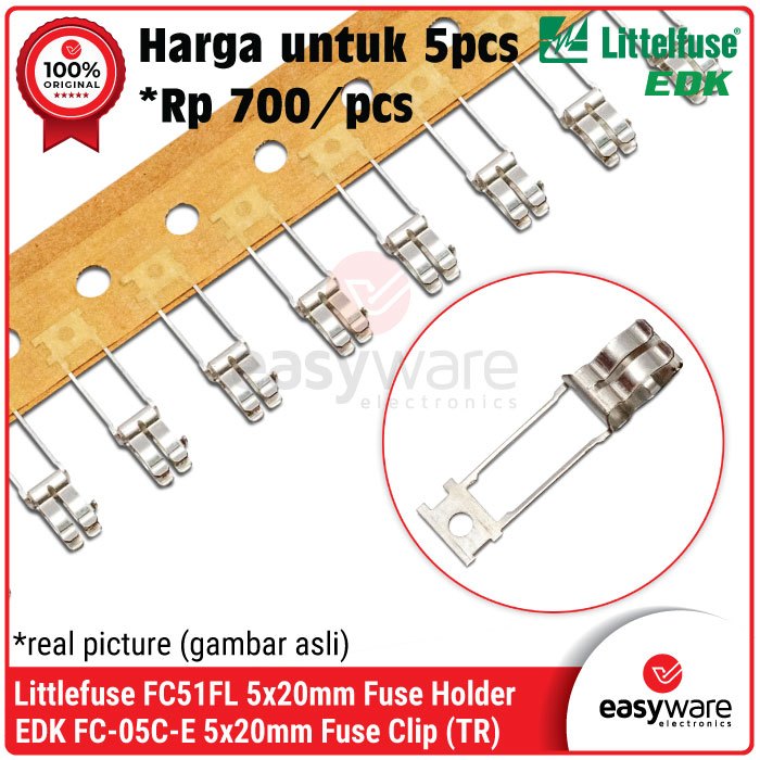 Jual 5x Littlefuse FC51FL 5x20mm Fuse Holder (TR) Fuse Clip EDK FC-05C-E 5x20mm Fuse Tape and ...
